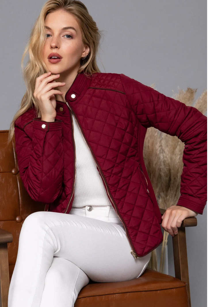 Suede Piping Rib Quilted Padded Jacket – Moxie On Second